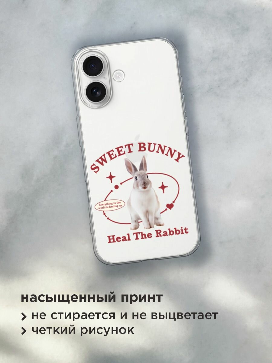 Чехол на Apple iPhone 17 / Айфон 17 с принтом "Heal the rabbit", прозрачный — фото 1