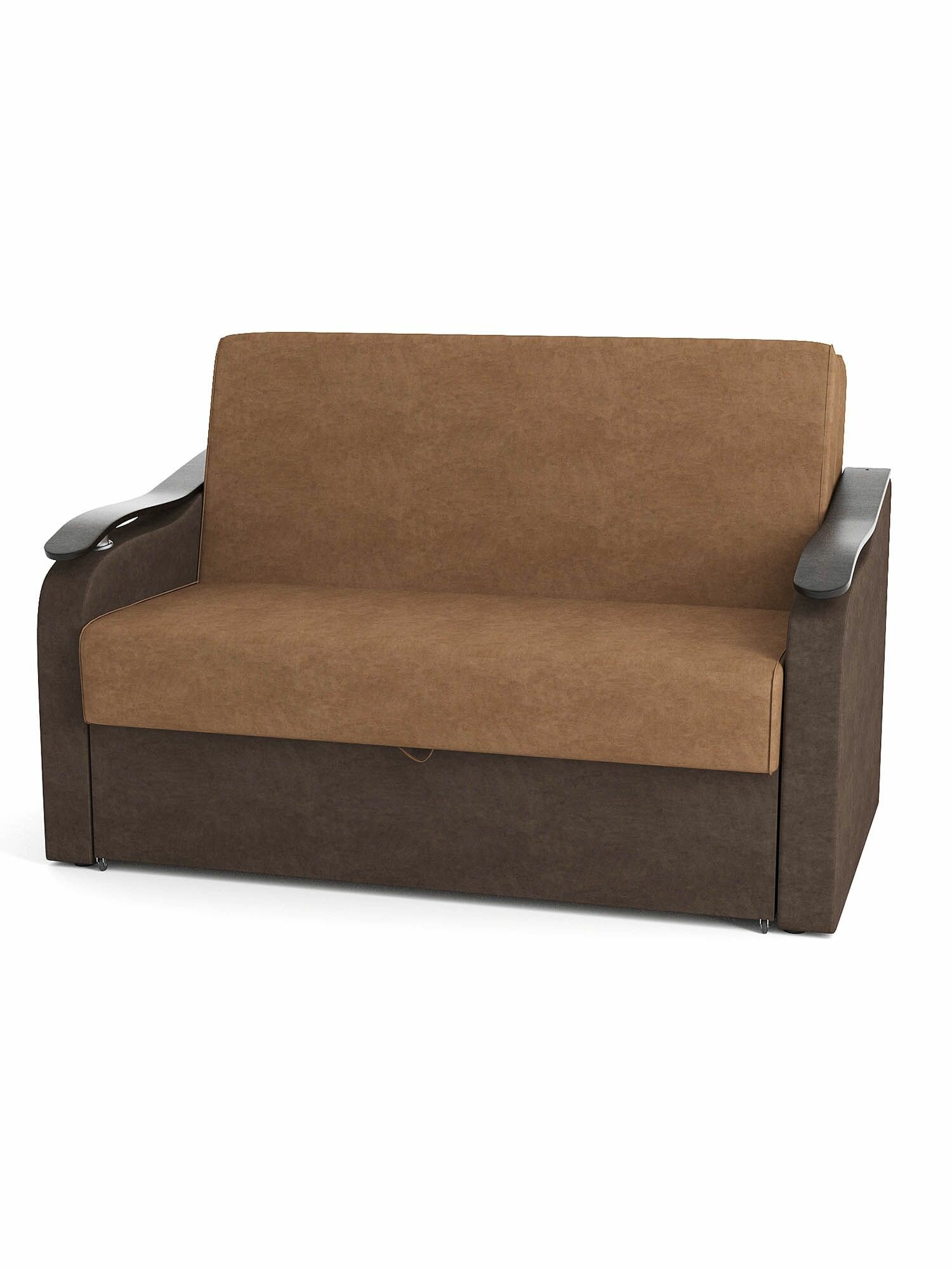 Диван раскладной Волна МДФ, двуспальный аккордеон, 140*195 см, флок коричневый