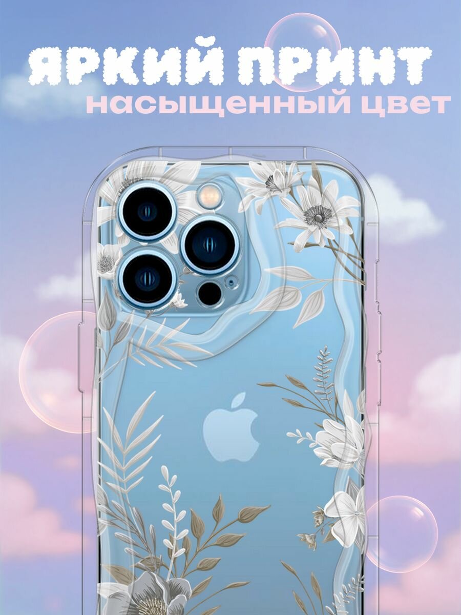 Чехол на Apple iPhone 13 Pro / Айфон 13 Pro с принтом Цветы сепия 3 — фото 1