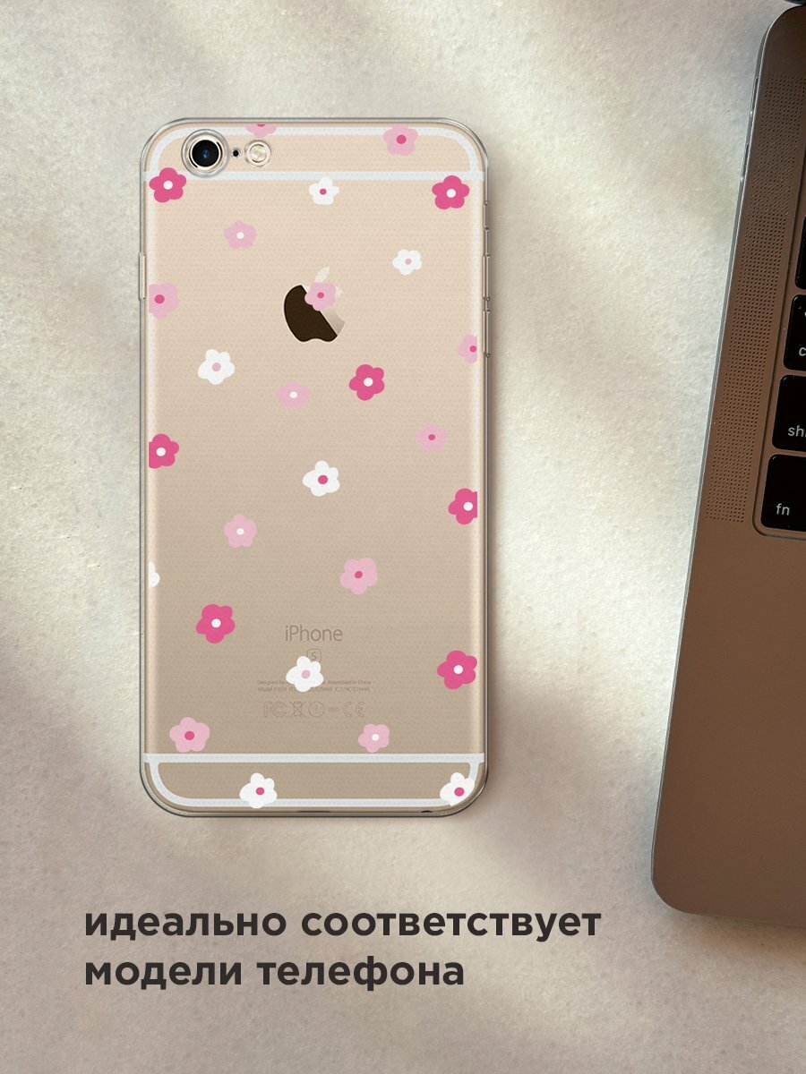 Чехол на Apple iPhone 6 Plus/6S Plus / Айфон 6 Плюс/Айфон 6С Плюс с принтом "Весенние цветочки рисунок", прозрачный — фото 1