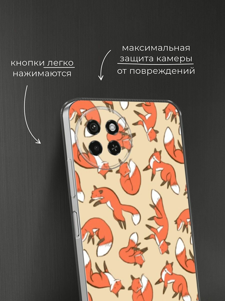 Силиконовый чехол на Itel S23 / Ител S23 с принтом "Лисички фон" — фото 1