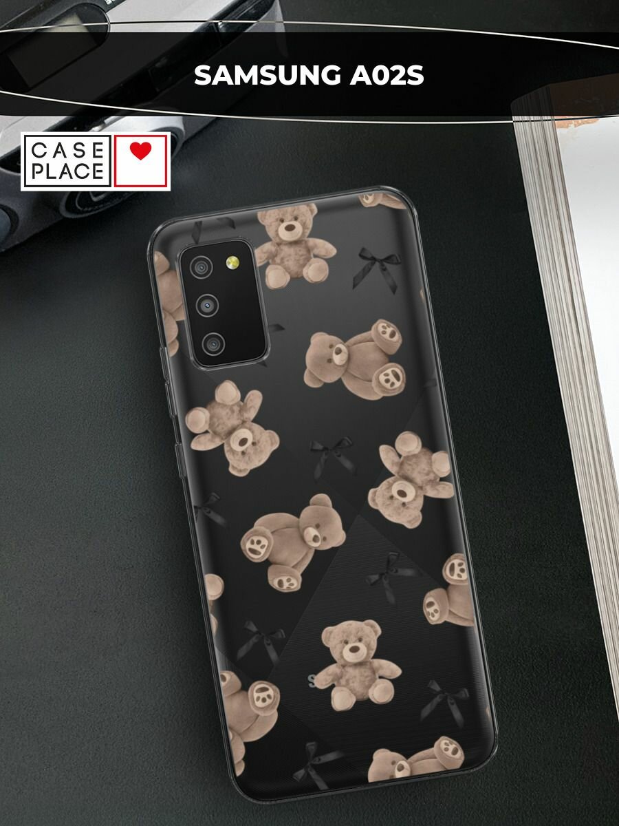 Чехол на Samsung Galaxy A02s / Самсунг Галакси A02s с принтом "Плюшовые мишки 2", прозрачный