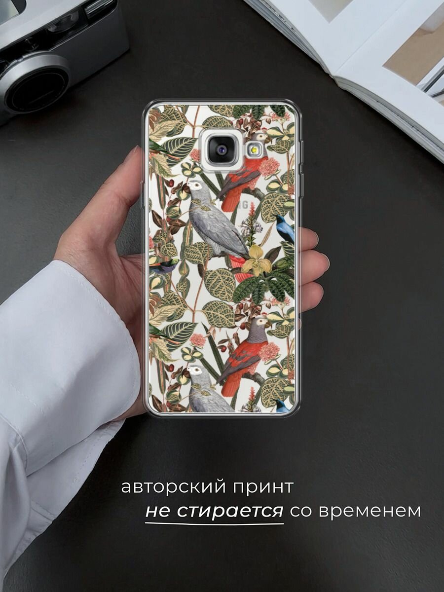 Чехол на Samsung Galaxy A3 2016 / Самсунг Галакси А3 2016 с принтом "Tropical pattern", прозрачный — фото 1