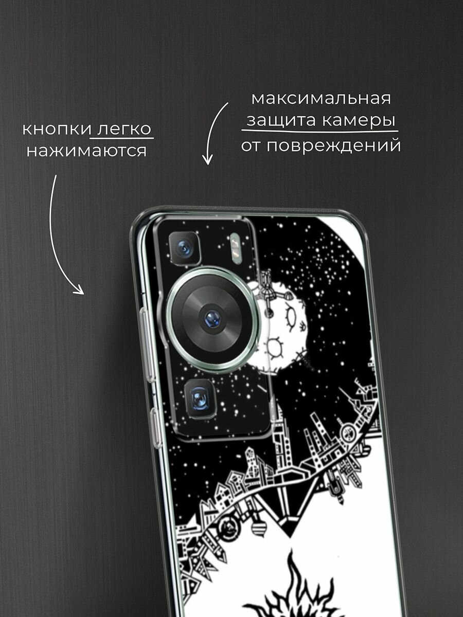 Чехол на Huawei P60/P60 Pro / Хуавей P60/P60 Про с принтом "Инь янь геометрия" — фото 1