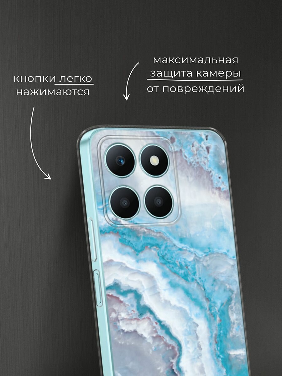Чехол на Honor X6A / Хонор X6A с принтом "Нежно-голубой мрамор" — фото 1