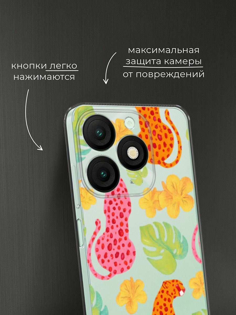 Чехол на Itel A50 / Ител А50 с принтом "Экзотика", прозрачный — фото 1