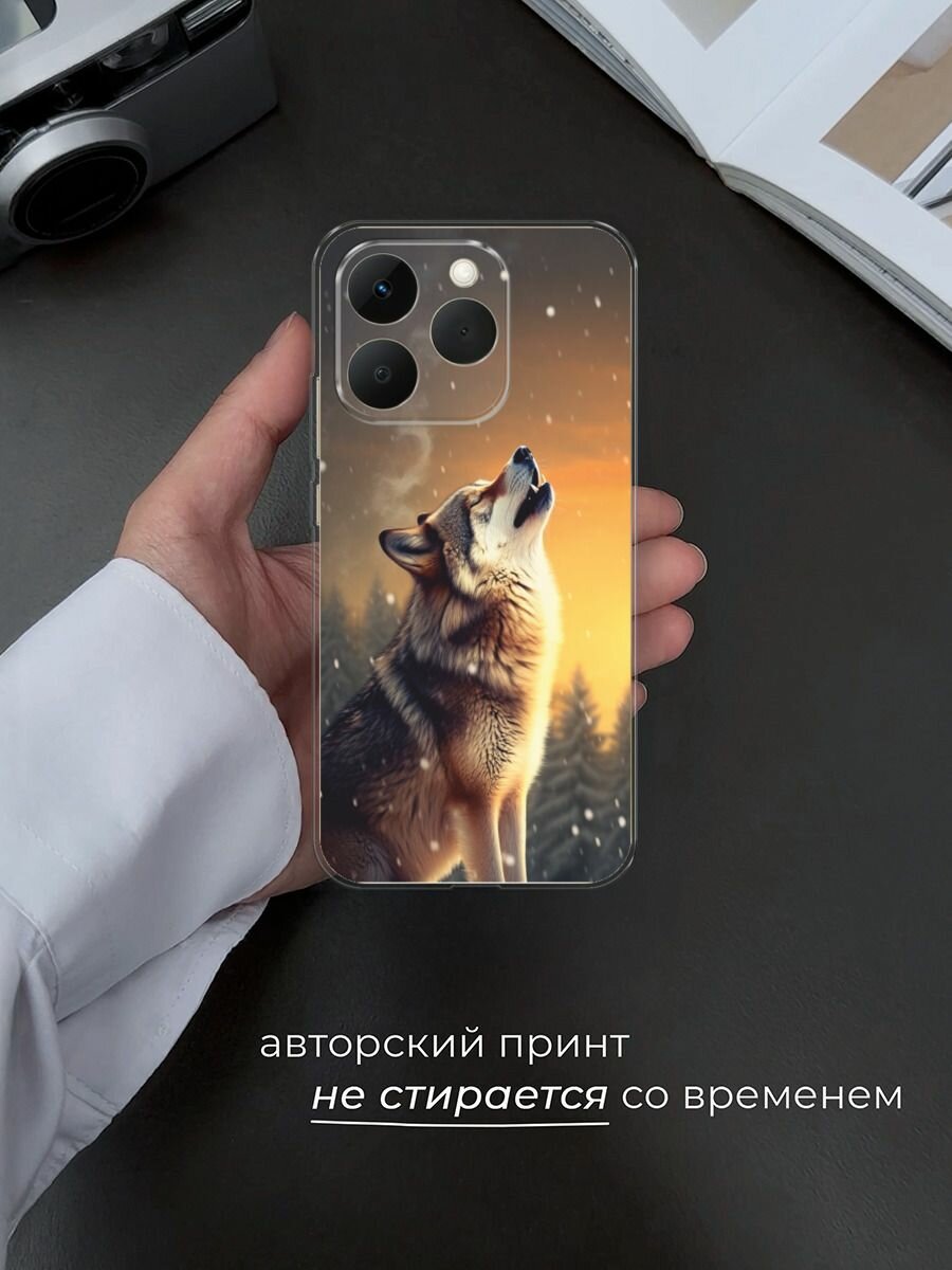 Силиконовый чехол на Realme 15T / Реалми 15Т с принтом "Воющий волк" — фото 1