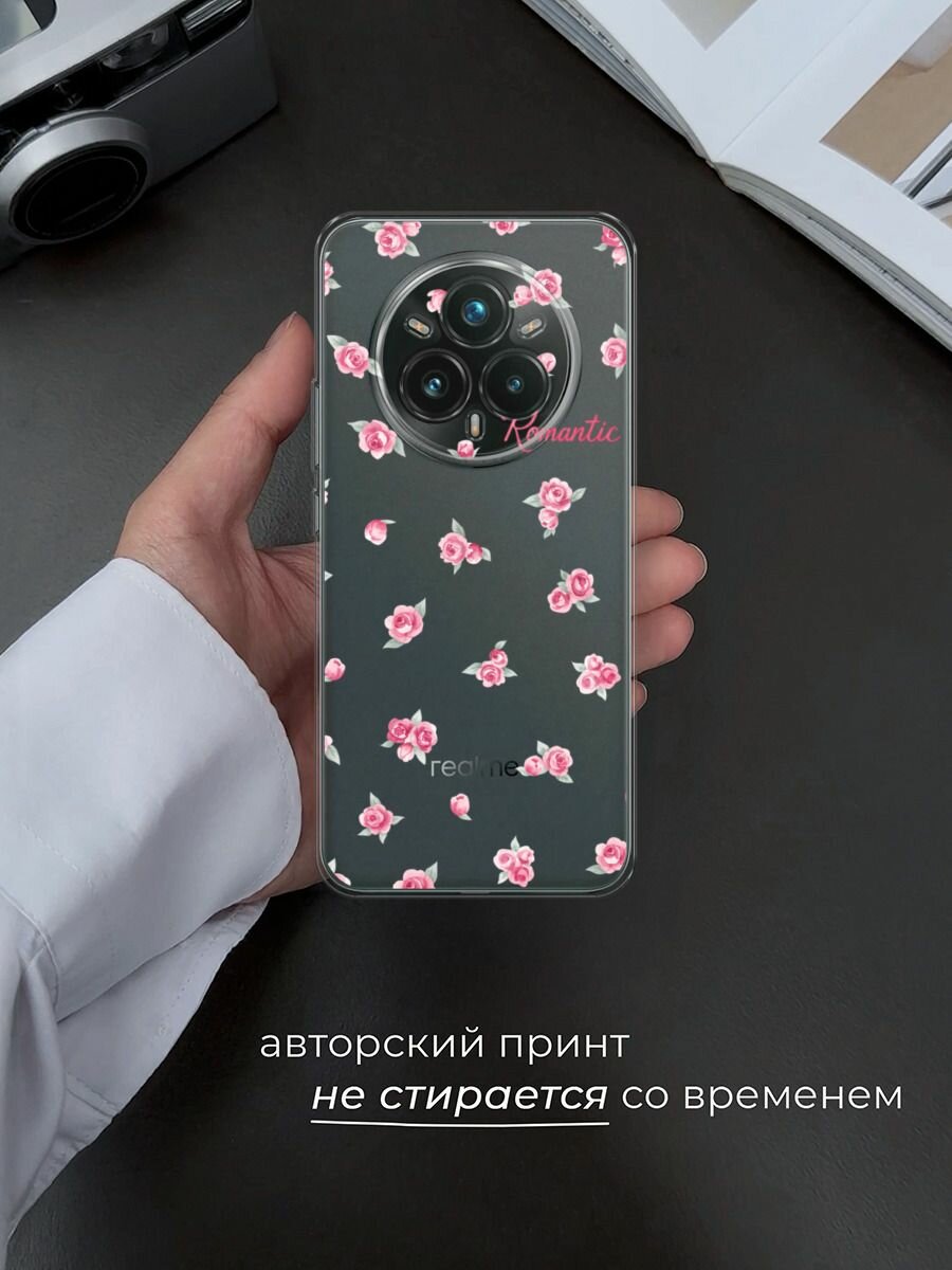 Чехол на Realme 14 Pro / Реалми 14 Про с принтом "Romantic 2", прозрачный — фото 1