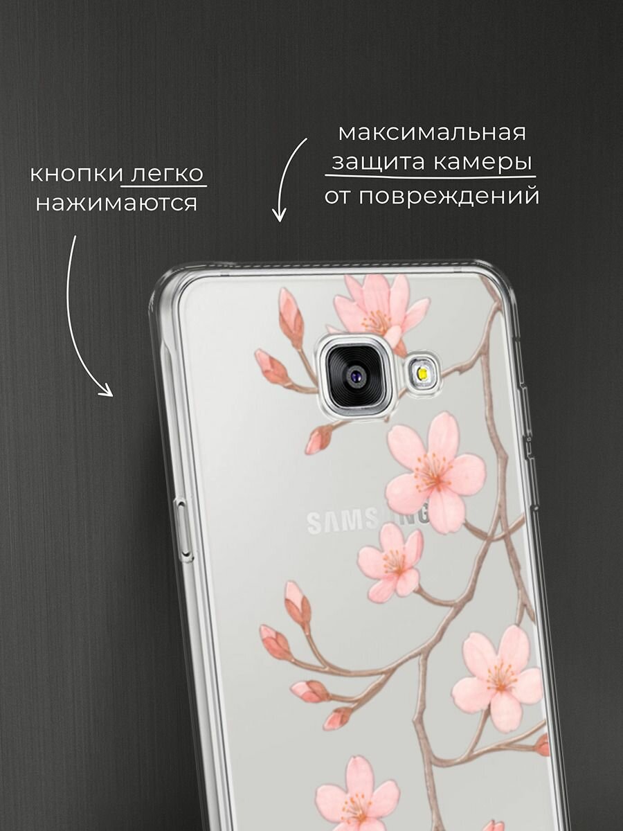 Чехол на Samsung Galaxy A5 2016 / Самсунг Галакси А5 2016 с принтом "Веточка распускающейся сакуры 2" — фото 1