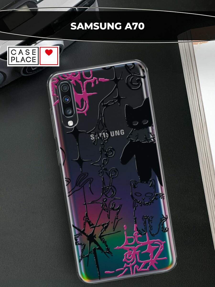 Чехол на Samsung Galaxy A70 / Самсунг Галакси А70 с принтом "Готические котики"