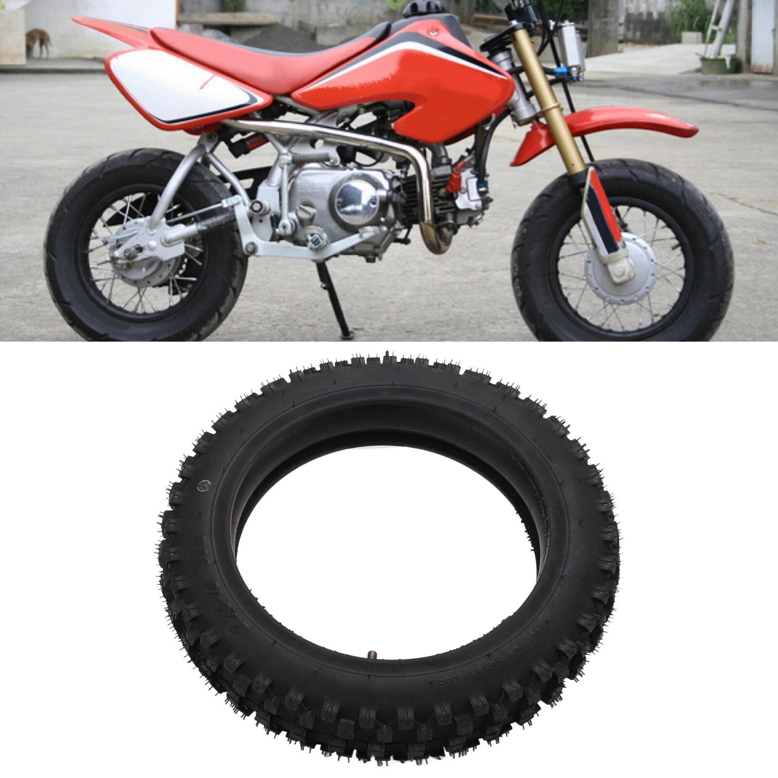 Грунтозацепная шина 2.75-10 и камера 2.75/2.50-10 комплект для 50CC-110CC офф-роуд питбайков