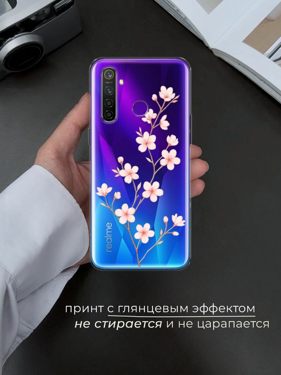 Чехол на Realme 5 Pro / Реалми 5 Про с принтом "Веточка сакуры 2" — фото 1