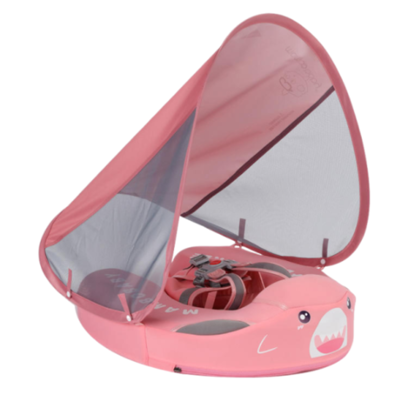 Пластмассовый поплавок для детей Mambobaby с навесом и хвостом, не надувной, для грудных детей, из кожелюбного материала, для мальчиков и девочек в возрасте 3-24 месяцев, с двумя стилями плавания (на спине и брассом), с картонными рисунками акулы,