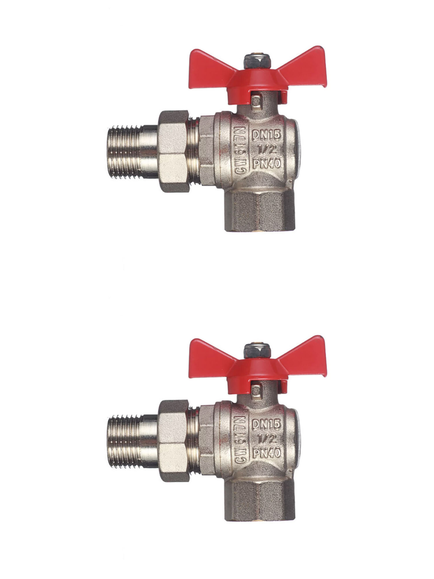 Кран шаровой латунный Base 1/2 ВР(г) х 1/2 НР(ш) бабочка с полусгоном угловой (2 шт.)