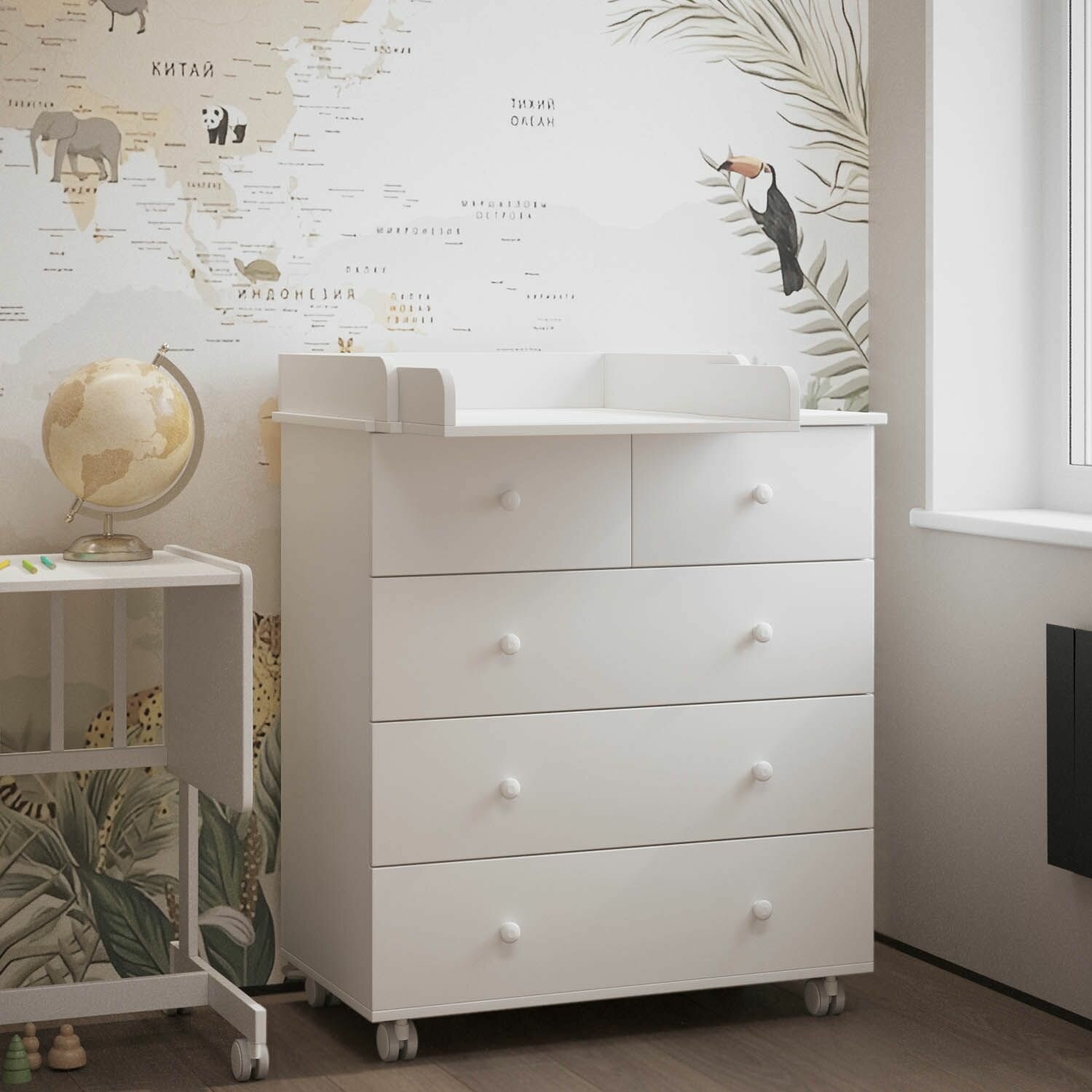 Пеленальный комод Nova 805 с ящиками для одежды, ЛДСП, белый