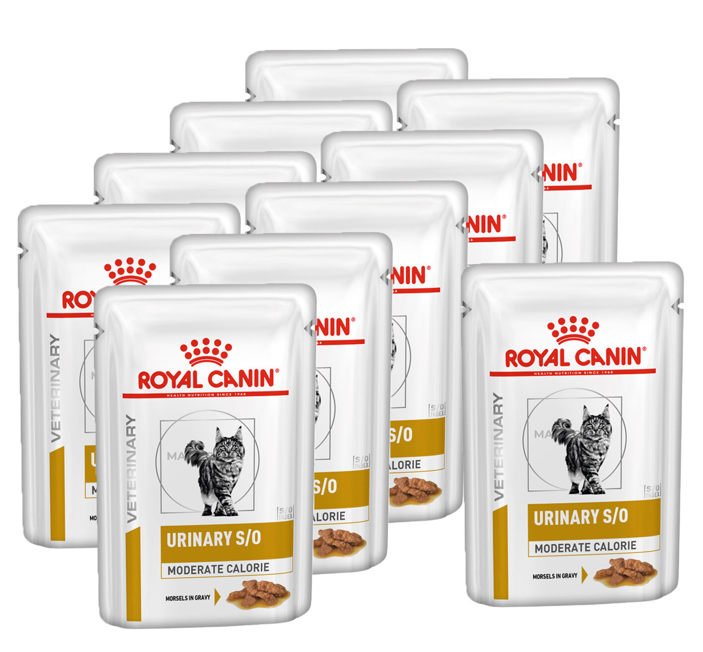 Влажный корм (консервы) ROYAL CANIN URINARY S/O MODERATE CALORIE для взрослых кошек при мочекаменной болезни с умеренным содержанием энергии в соусе пауч, 85 гр x 10 шт.
