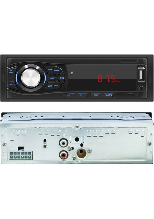 Автомобильная стереосистема: MP3-плеер с Bluetooth и функцией громкой связи, FM-радио, поддержка USB/AUX/TF-карт, светодиодный цифровой дисплей и пульт дистанционного управления