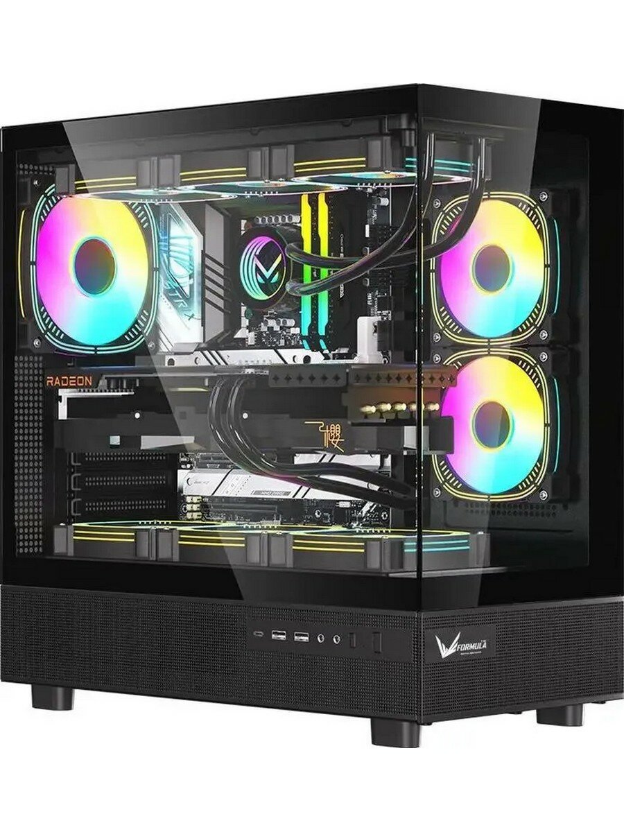 Корпус FORMULA (AEROCOOL) MidTower Crystal Z8 Black (ATX, без БП, 2xUSB3.0+USB3.2, no fan) (Crystal Z8 Black (F))