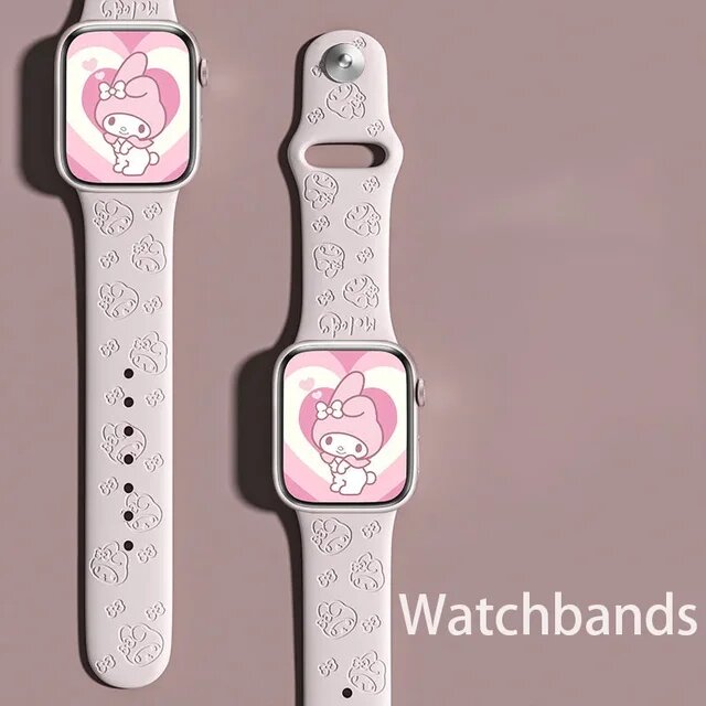 Ремешок для часов Sanrio Hello Kitty Kuromi iWatch, милый аниме-ремешок для iPhone 38, 40, 41, 42, 44, 45, ремешок для часов Apple Watch с парой мультфильмов, рождественский подарок, Размер: 40 мм
