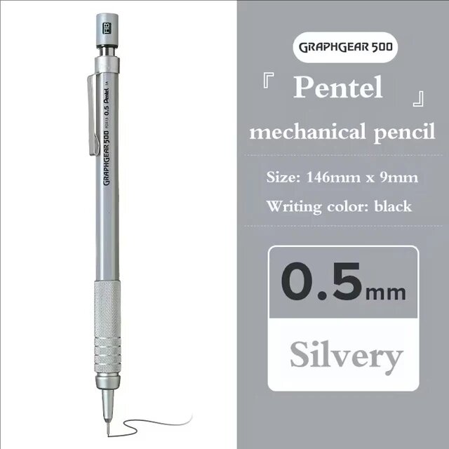 Механический карандаш Pentel Graphgear 500 0,3 0,5 0,7 0,9 мм 1pcs PG515