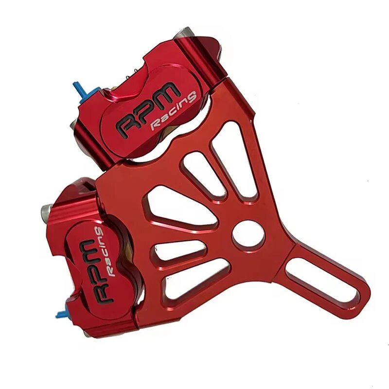 2 шт. тормозные суппорты об/мин с тормозным диском 220 мм, двунаправленная опора для задней плоской вилки, тормозная система для модификации двигателя скутера Красный, a set red B