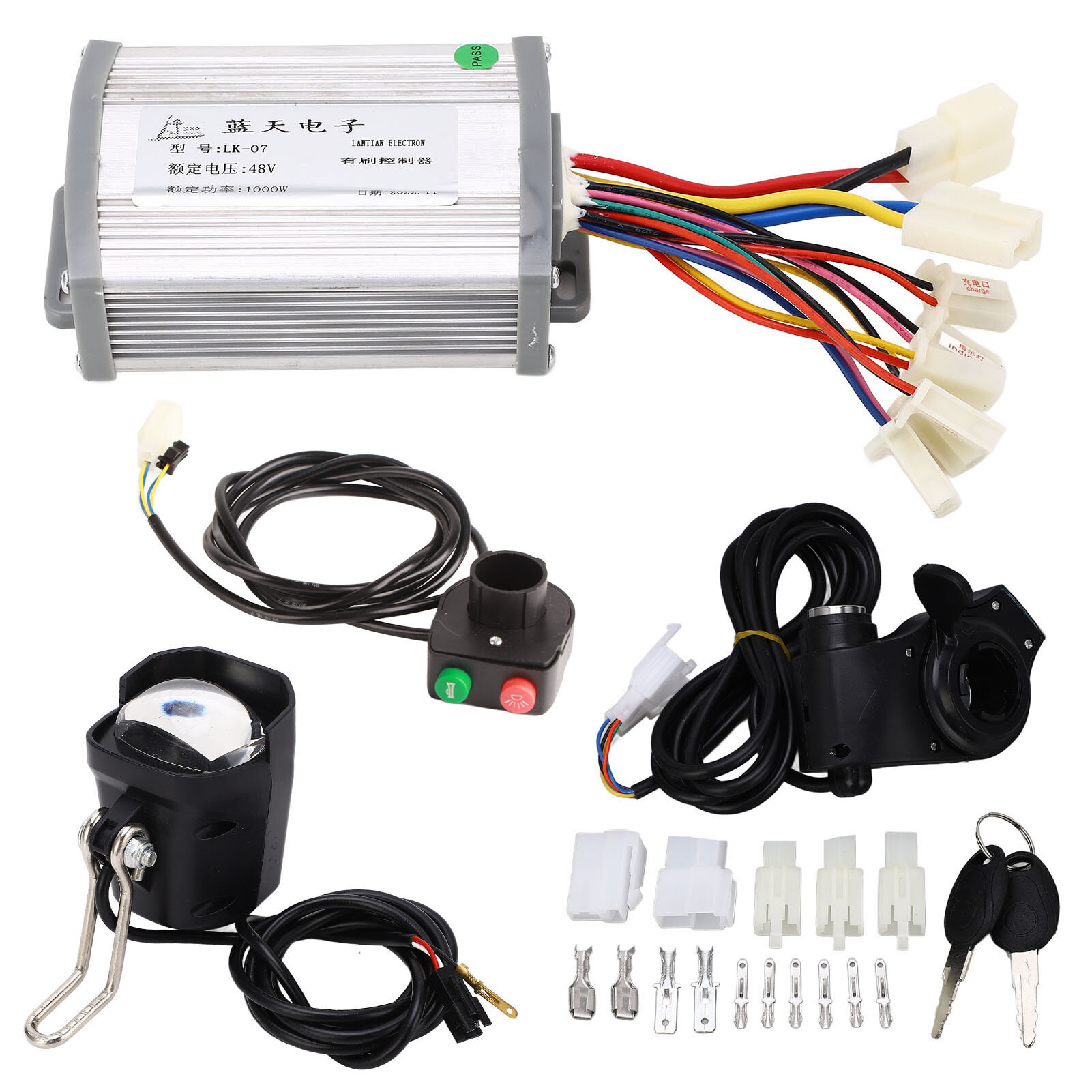 Комплект для модернизации электрического велосипеда 48 В 1000 Вт, матовый контроллер, ручка дроссельной заслонки, комплект переключателя фар