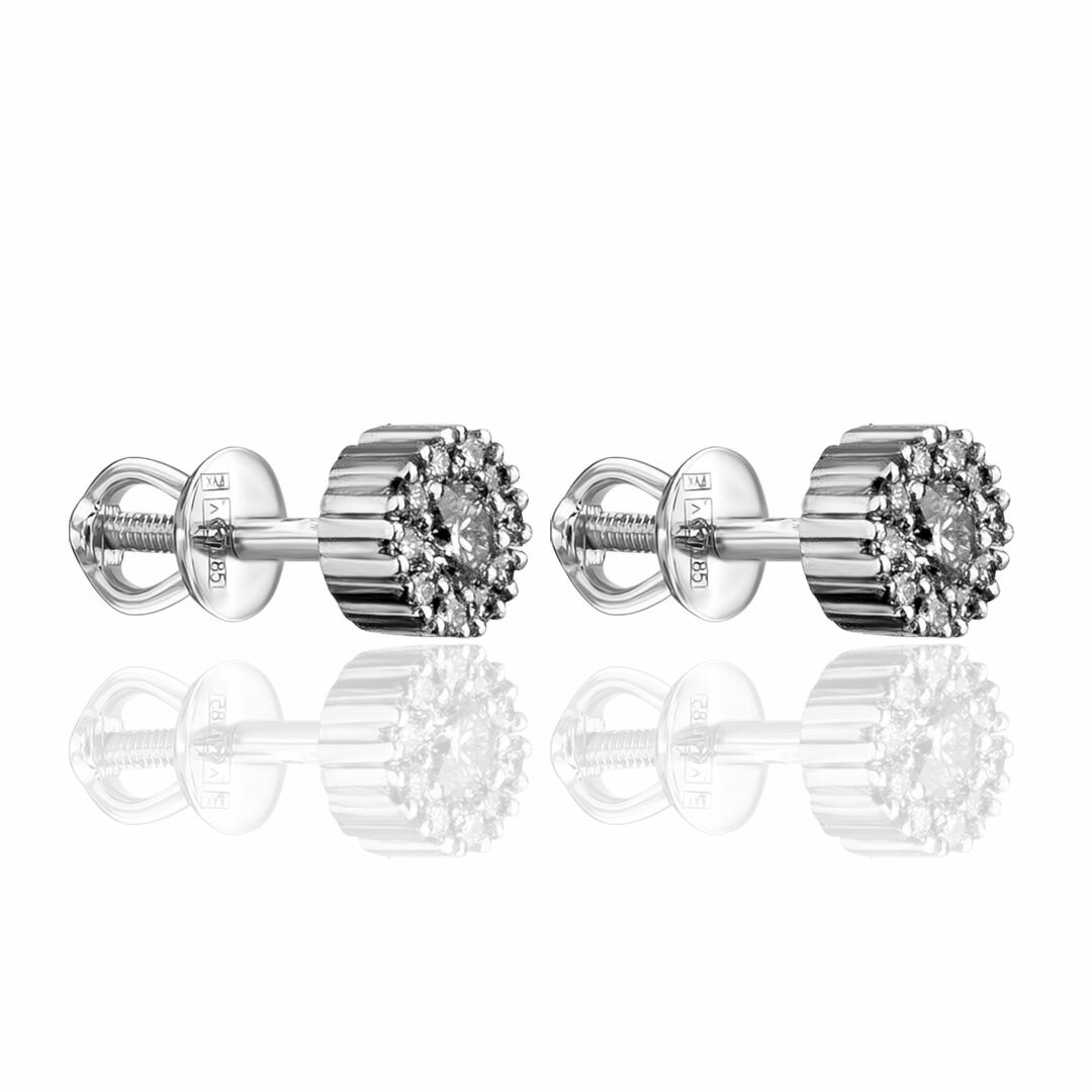 Моносерьга, белое золото, 585 проба, родирование, бриллиант