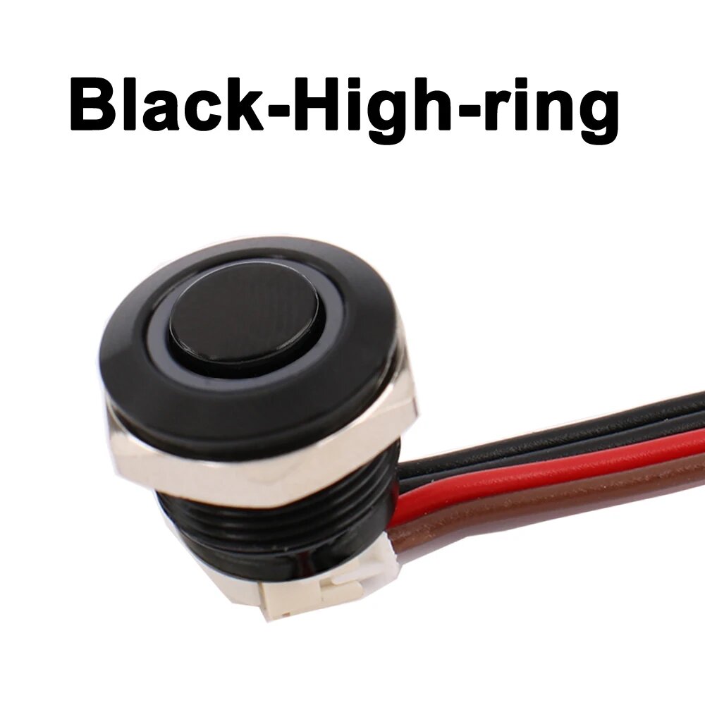 Кнопочный переключатель Black-High-ring, LED Red, 3-6V