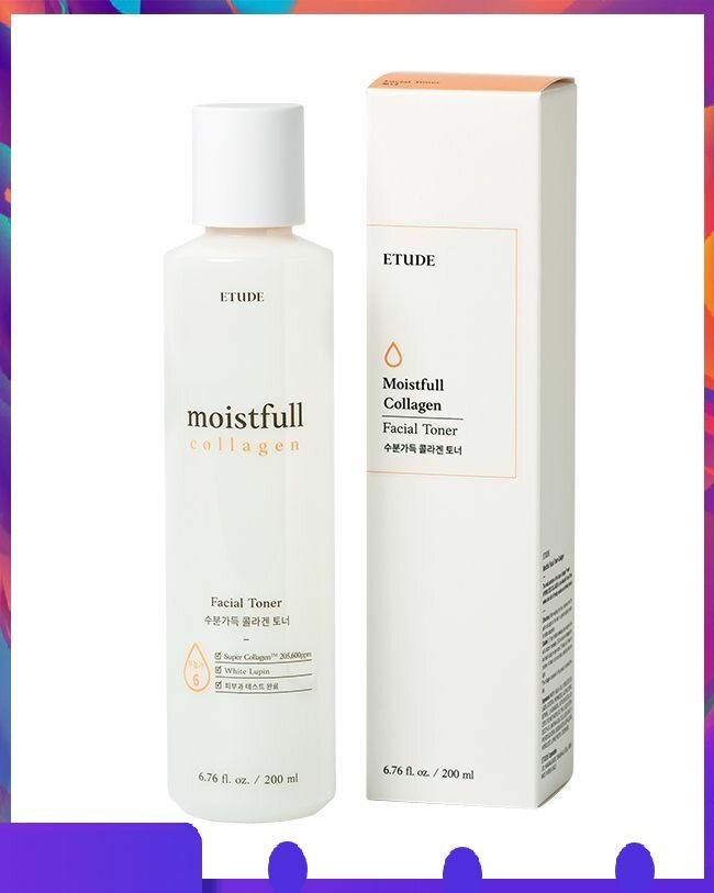 ETUDE HOUSE Увлажняющий коллагеновый тонер Moistfull Collagen Facial Toner, 200 мл, Южная Корея