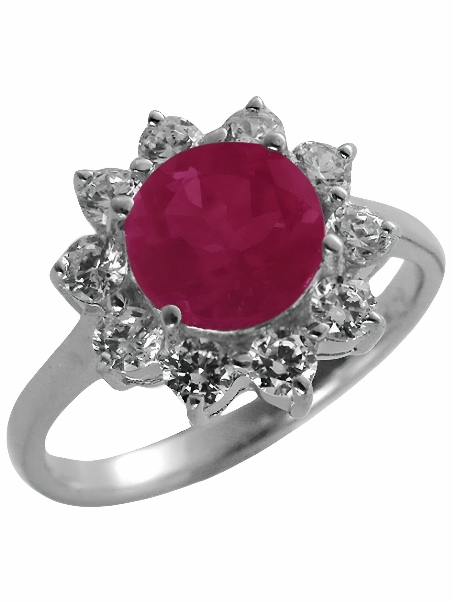 Кольцо тонкое, серебро, 925 проба, родирование, рубин