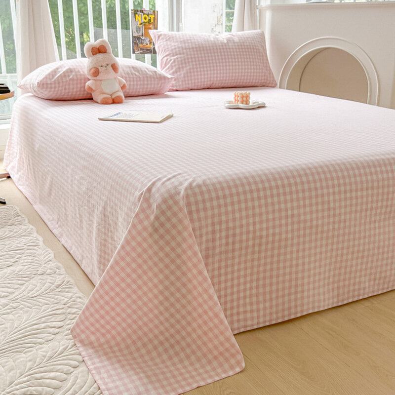 Комплект постельного белья из однотонного стираного хлопка INS, состоящий из трех предметов, двуспальный пододеяльник для дома, простая односпальная простыня с одним пружинным блоком,200*230cm