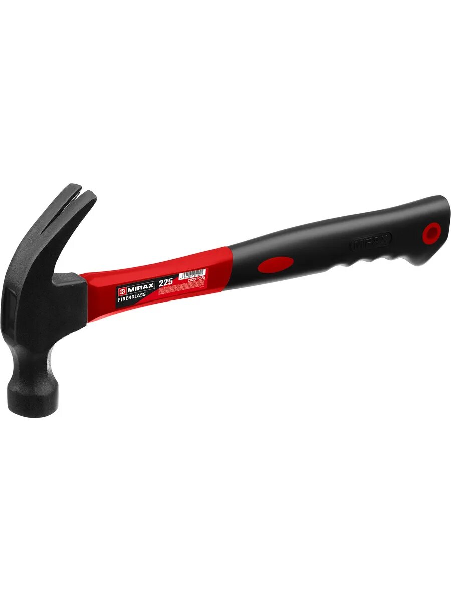 225 г, молоток-гвоздодёр столярный с фиберглассовой рукоятк