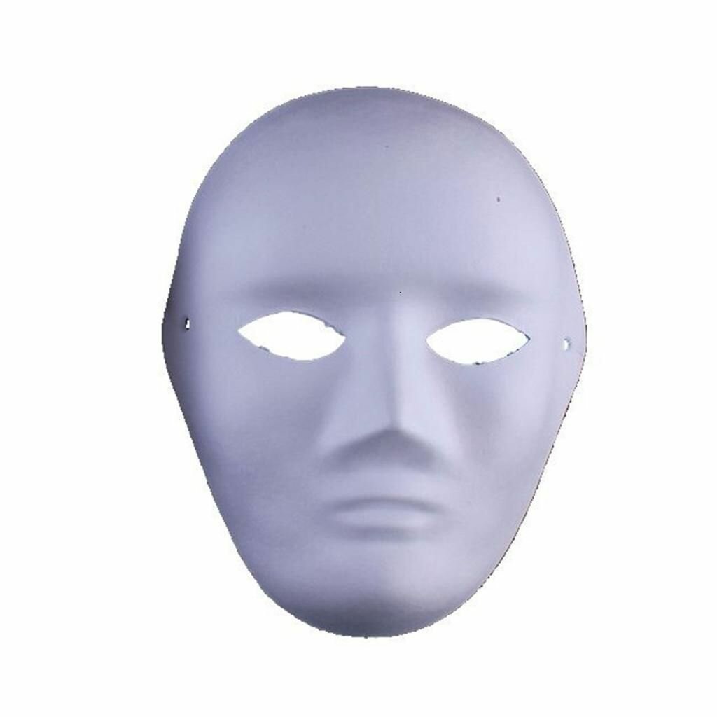 Белая бумажная маска для росписи на все лицо для карнавала и косплея, - Мужской