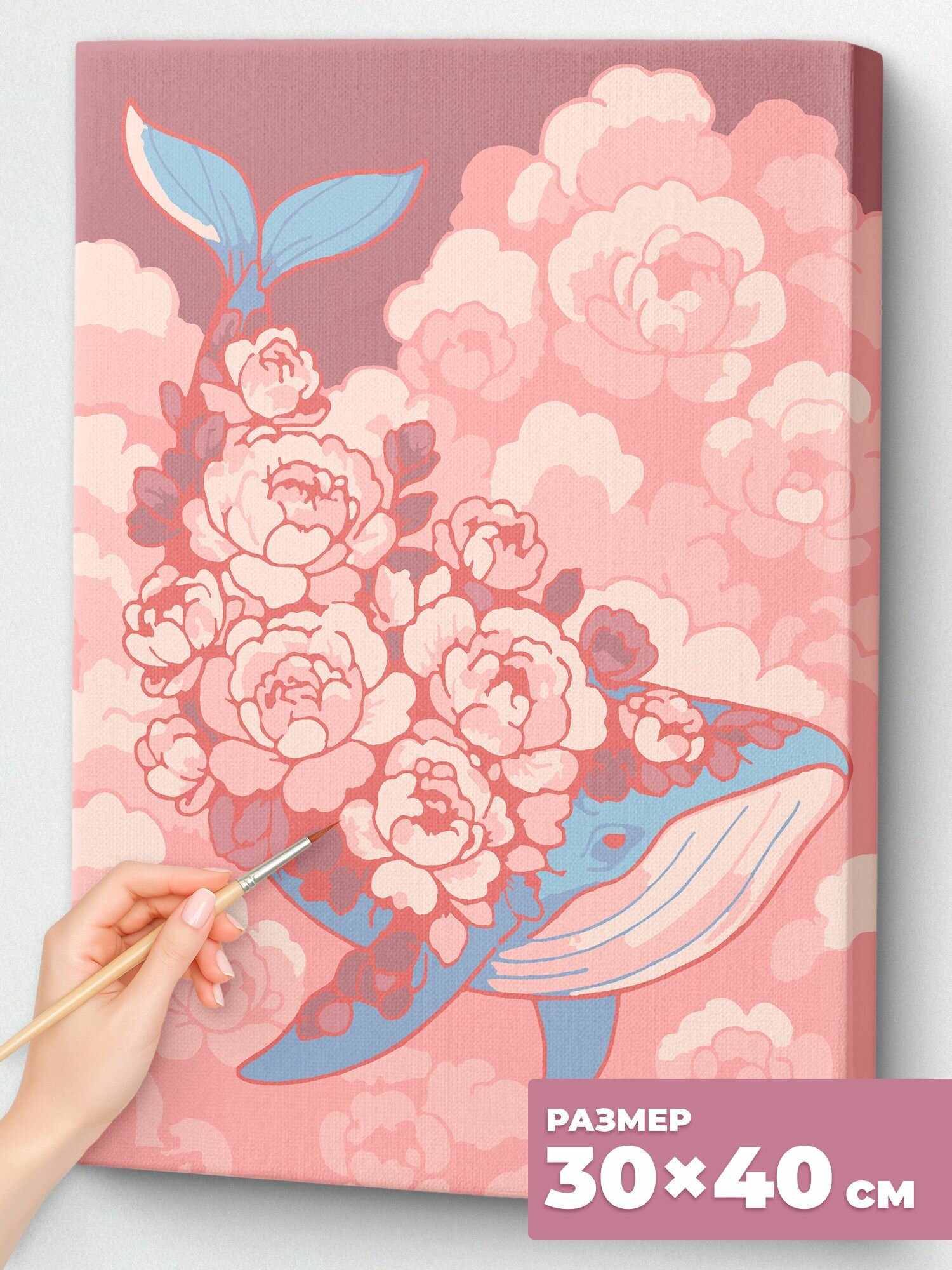 Картина по номерам кит с цветами