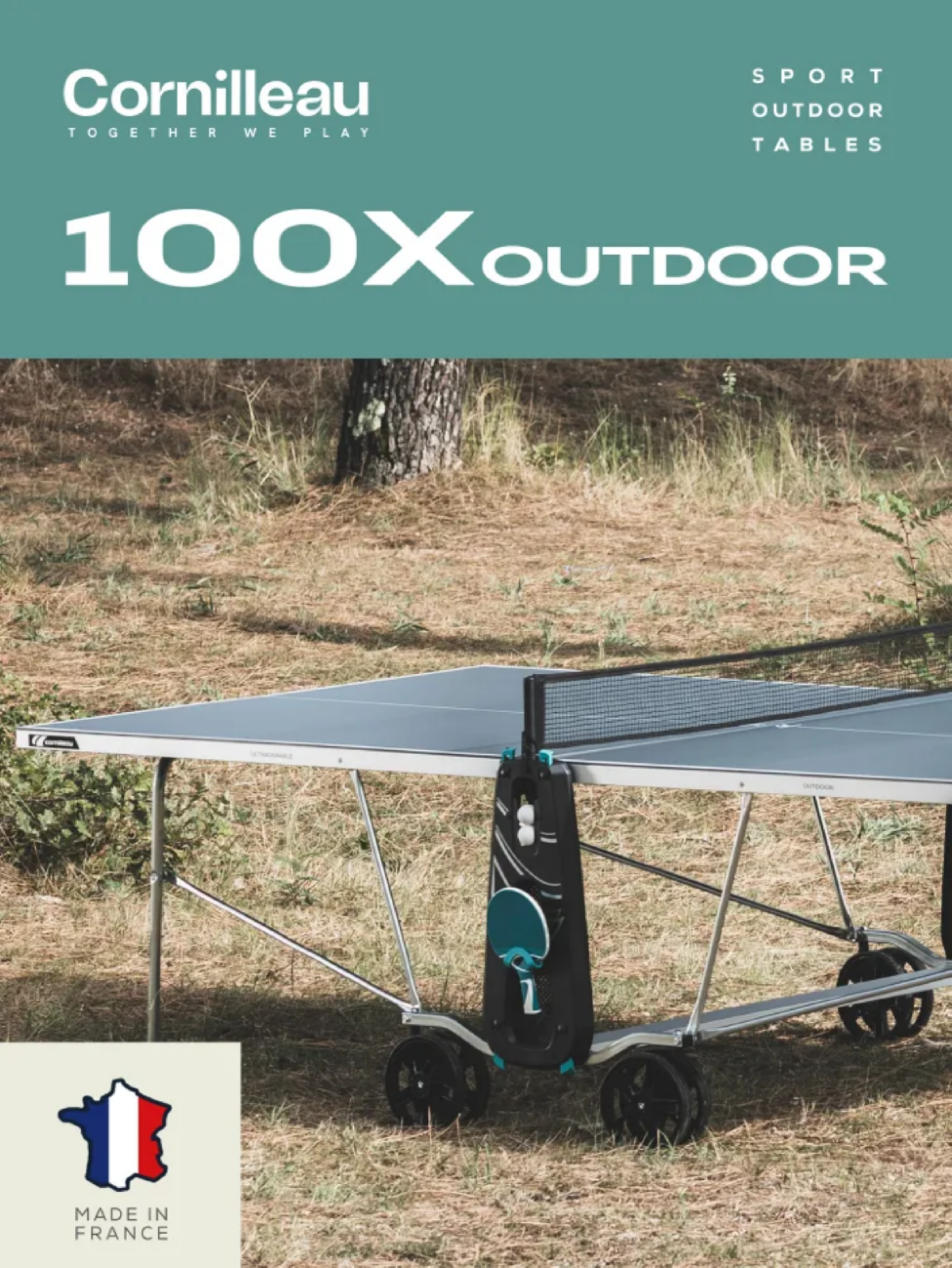 Теннисный стол всепогодный CORNILLEAU Outdoor 100X для улицы (серый)