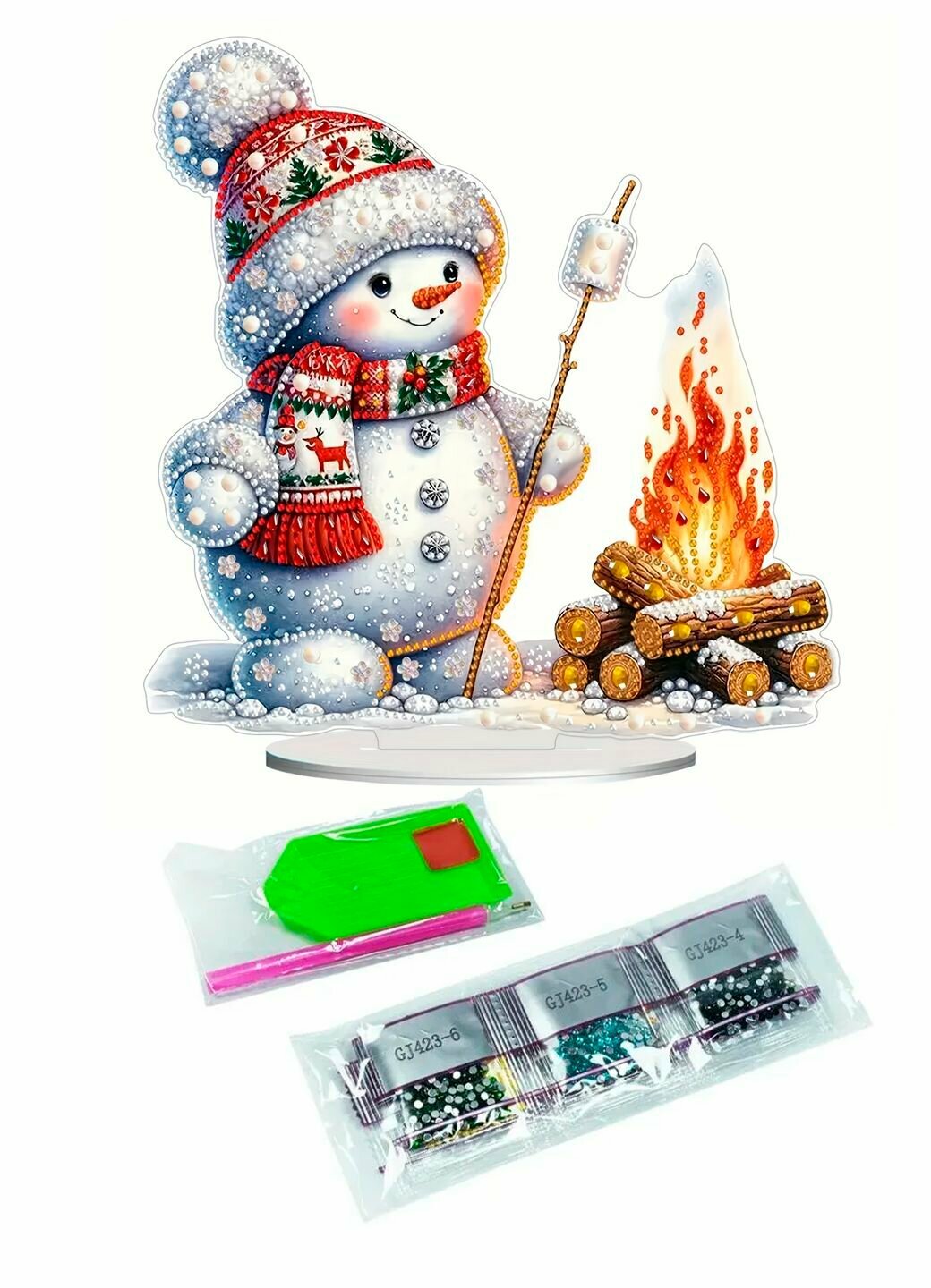 Алмазная мозаика фигурная "Снеговик" 24х23 см. Kubanstar