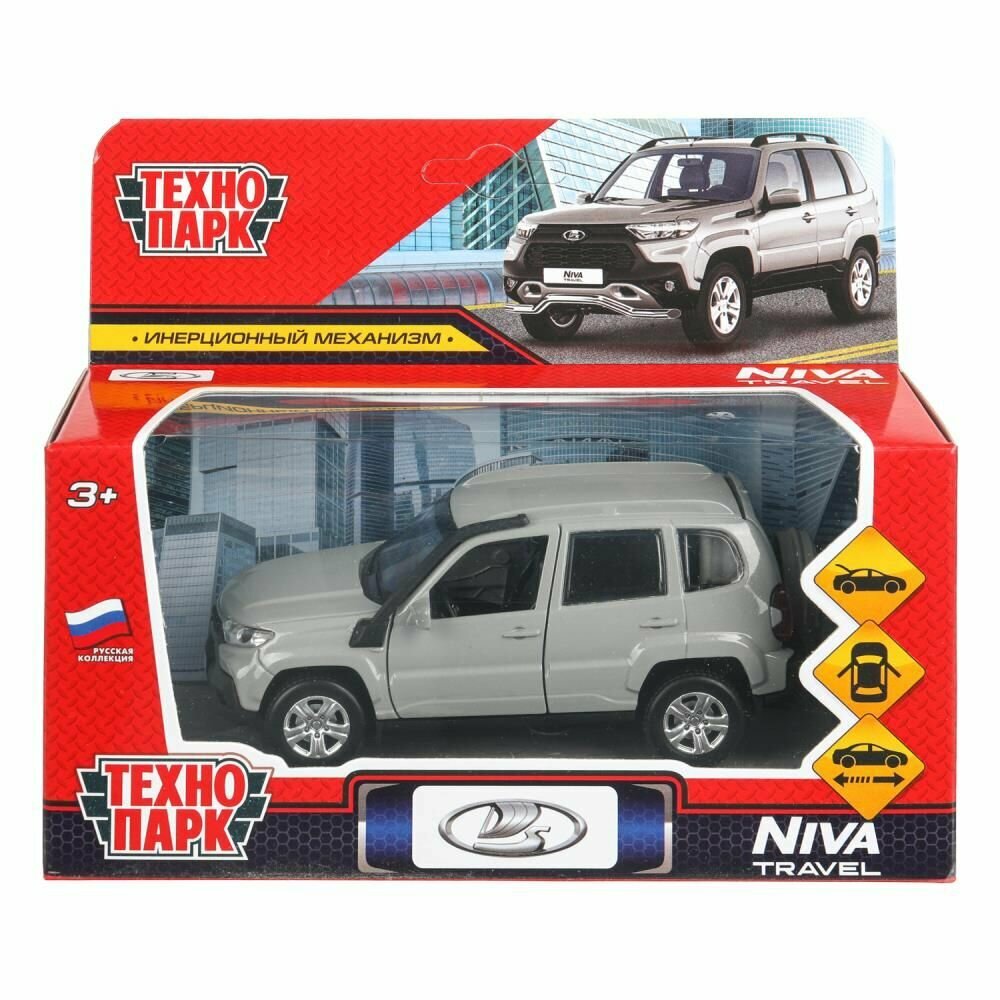 Машина металл LADA NIVA travel 12 см, серый, инерционная, технопарк