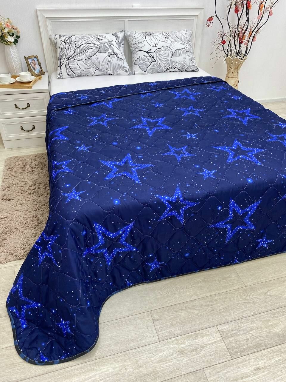 Покрывало YAFETEX, стеганое, пэчворк, двухстороннее, 170 см x 200 см