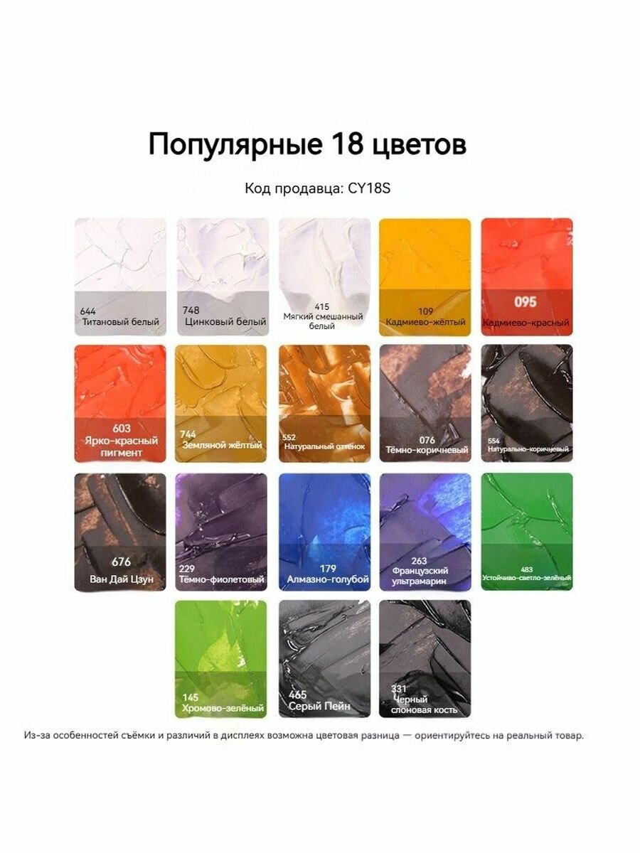 Масляные краски Windsor Newton, набор из 18 часто используемых цветов.