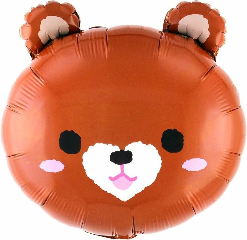 Шар воздушный Falali фольгированный 22", 55 см Фигура, Голова, Милый мишка, коричневый