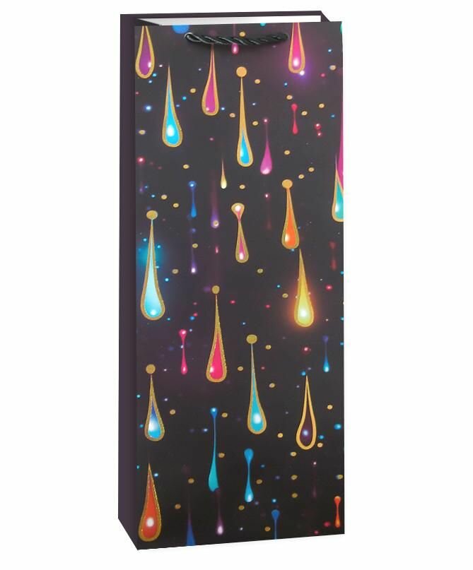 Подарочный пакет для вина Дон Баллон "Сверкающий праздник", дизайн №4, с блестками, 210 г, 36х12х9 см