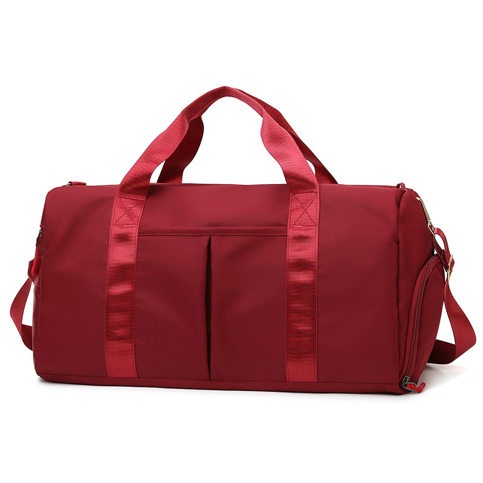 Спортивная сумка для зала с разделением сухого и мокрого, водонепроницаемая дорожная сумка с отделением для обуви, цвет: Розовый / Светло-фиолетовый / Темно-фиолетовый / Черный / Синий / Красный (по выбору), материал: Оксфорд + Полиэстер, размер: 49 * 23