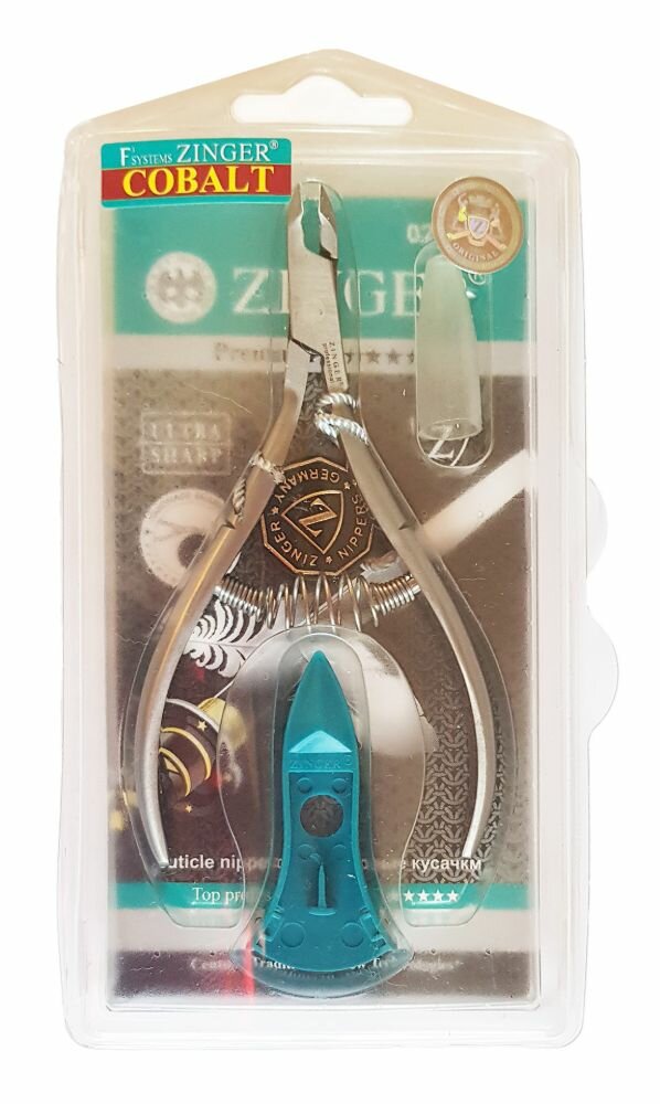 Кусачки маникюрные Zinger PT-07 серии Cobalt ручной заточки премиум-класса, с пластиковым футляром