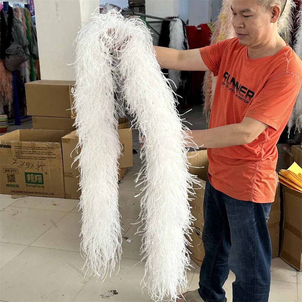 Декоративный боа из страусиных перьев Pluams Белый, 2M 6PLY, белый