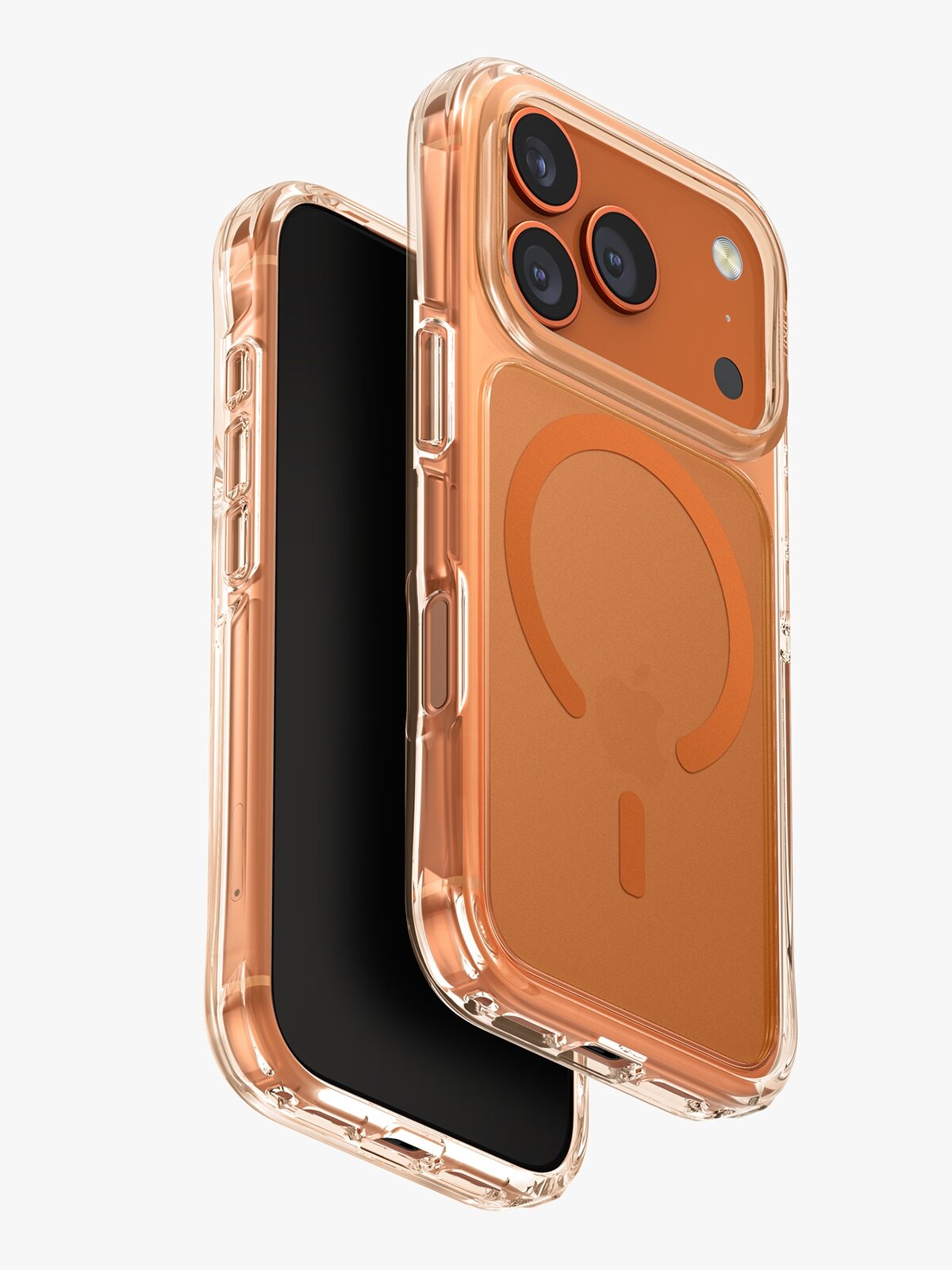 Uniq чехол MagSafe для iPhone 17 Pro, Lifepro Xtreme AF с защитой углов AirLite, Frost Clear/Volt Orange