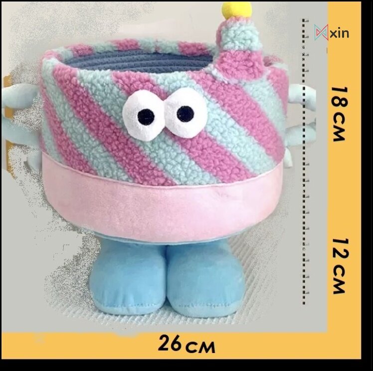 Детские корзины вязаные жесткие с ножками. Диаметр 26см, высота 30 см. Плетеная корзина в детскую. Яркая большая корзина. Мягкая корзинка. Игрушка