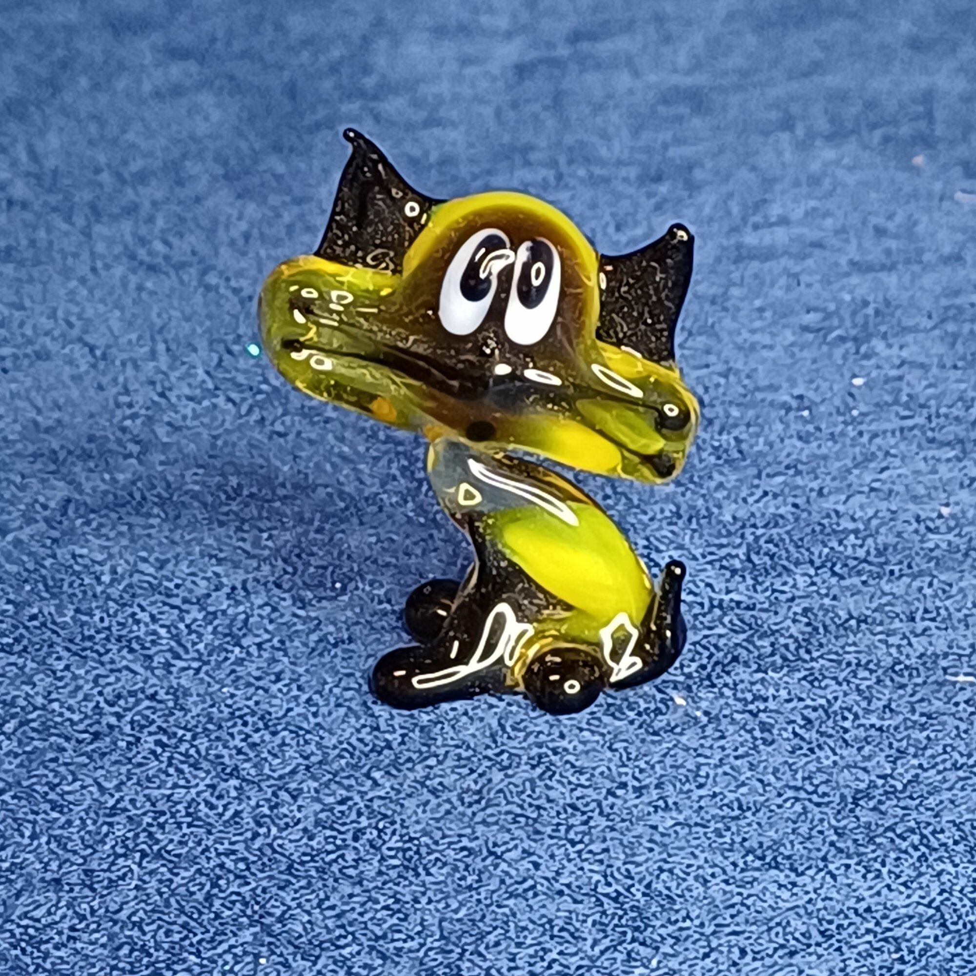 Фигурка "Кошка" Сине-прозрачная. Стекло