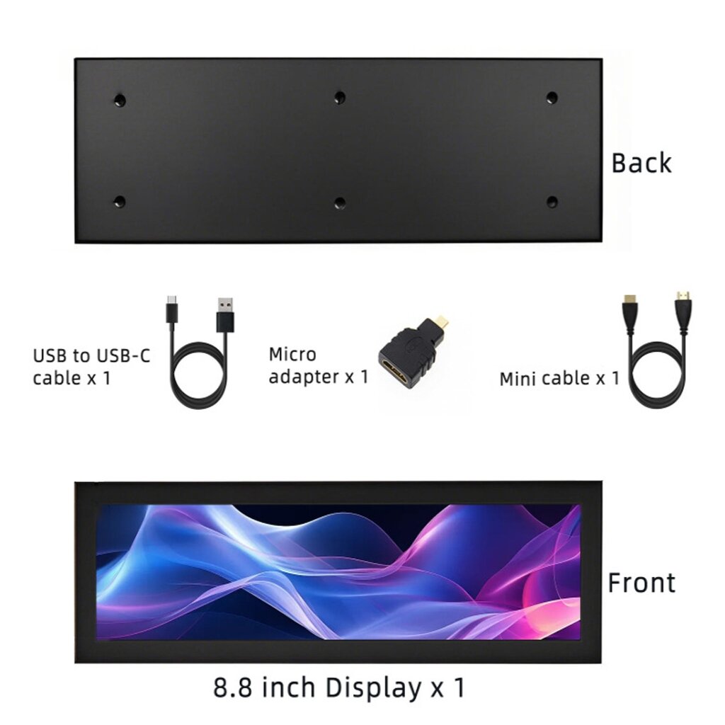 8,8-дюймовый емкостный сенсорный экран монитора для нескольких систем Дополнительный экран
