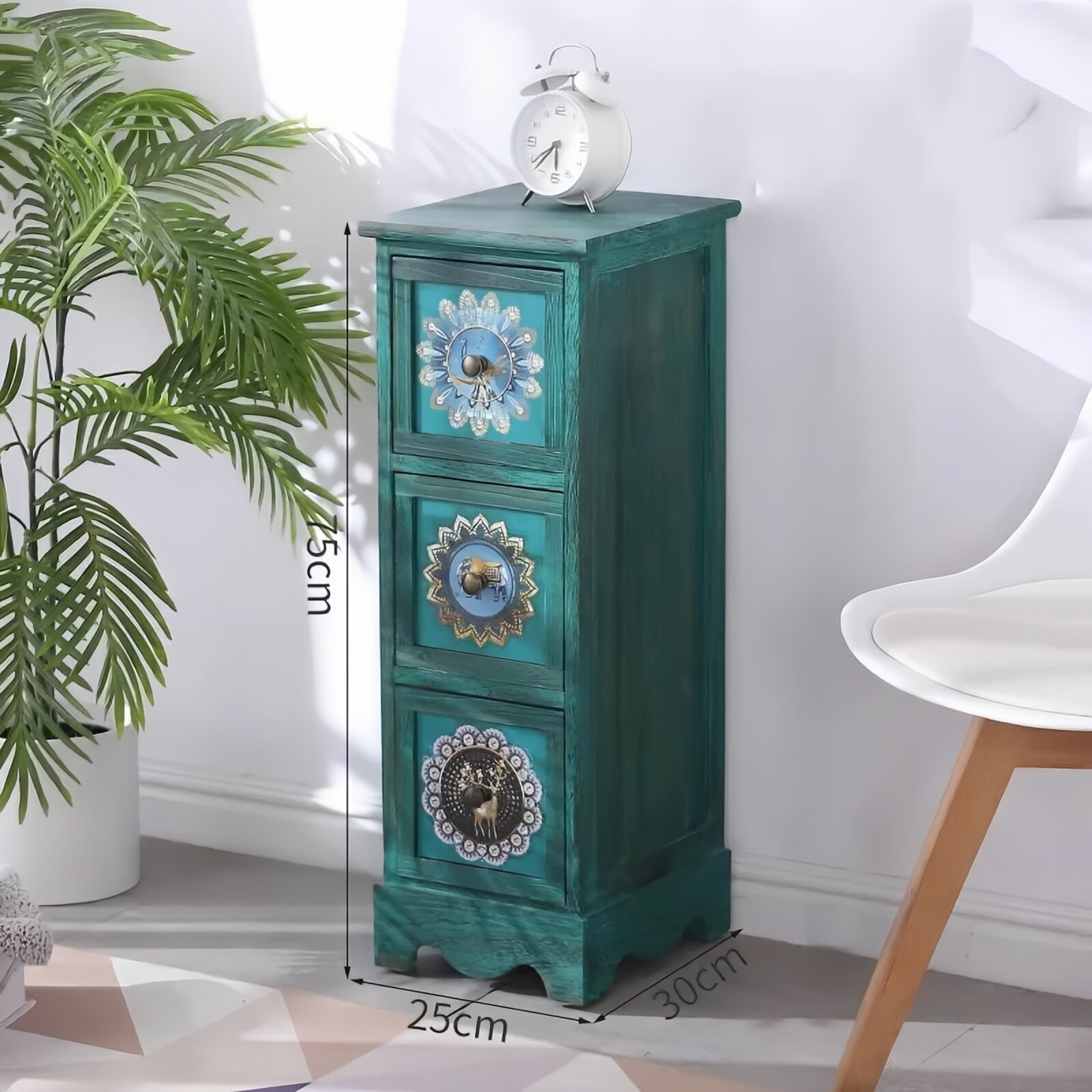 Комод-секретер, этнический стиль, светло-зелёный, 25x30x75 см