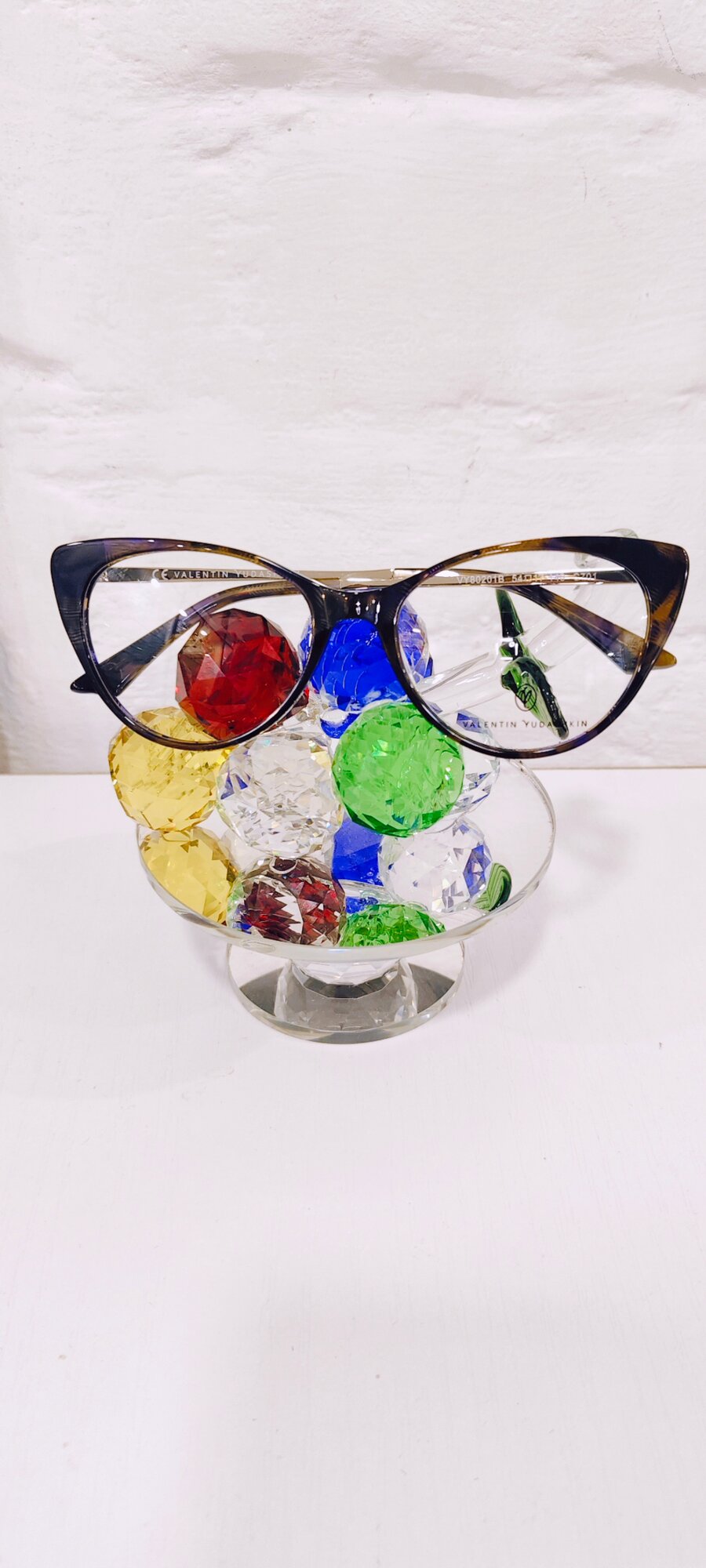 Оправа Valentin Yudashkin VY80201B, "кошачий глаз", ободковая, синяя/песочная/оранжевая